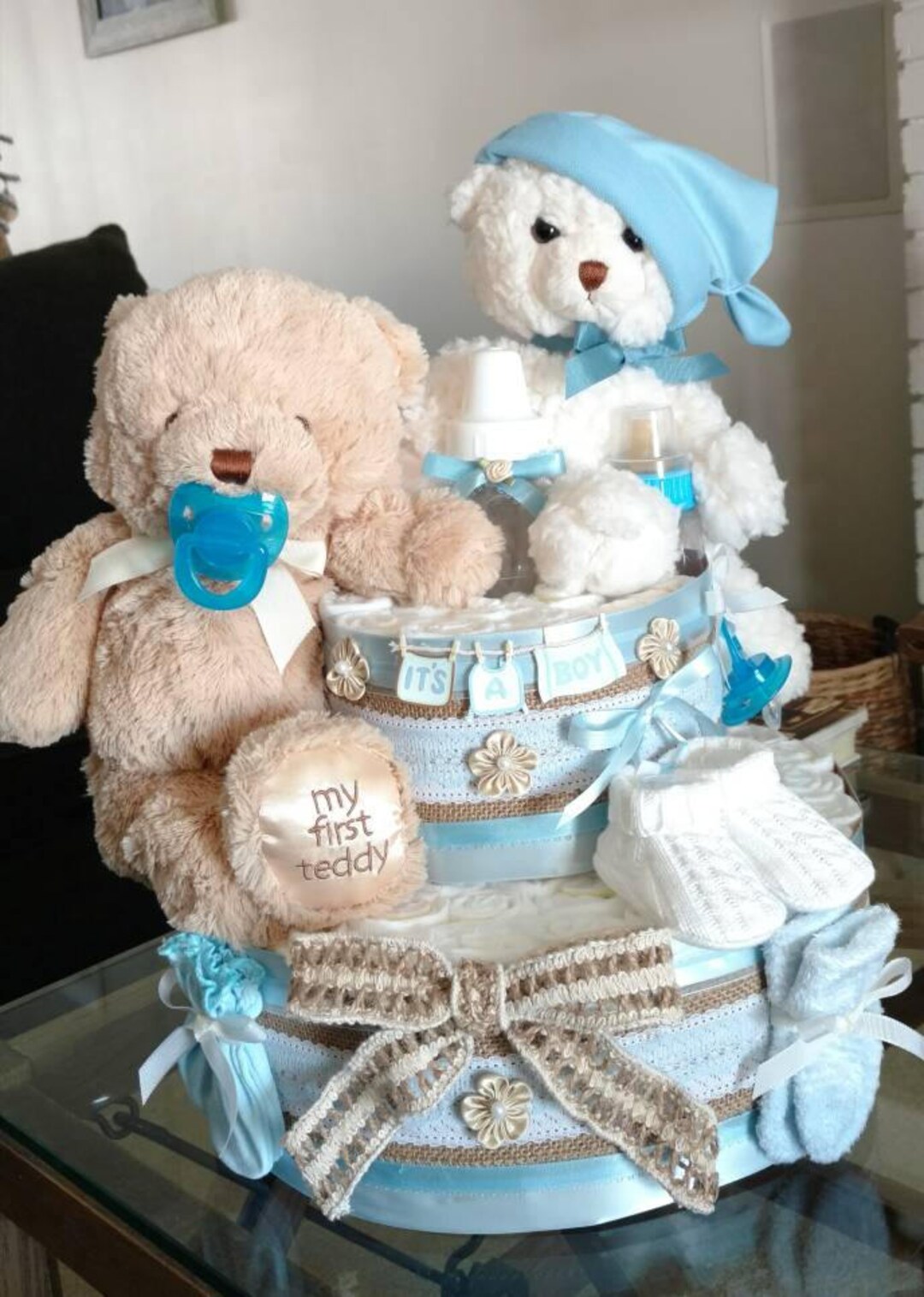 Bear Diaper Cake Teddy Bear Diaper Cake Boy Diaper Cake 2 - Etsy