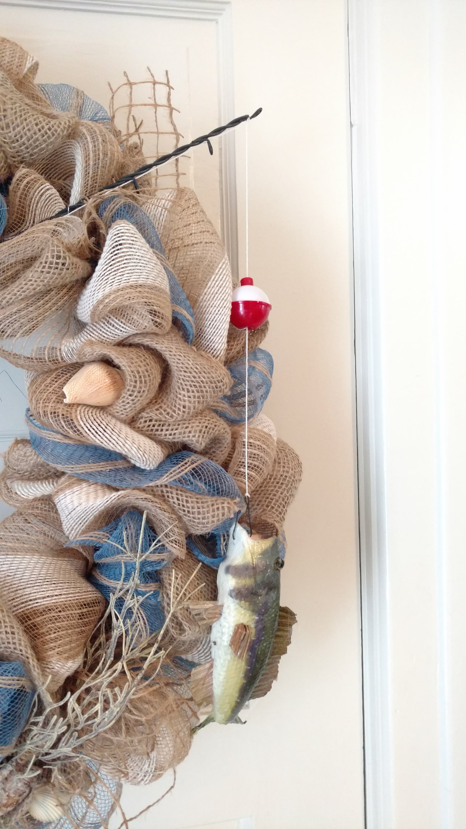 Fishing Wreath, Burlap Fishing Wreath, Gone Fishin, Beach Wreath ...