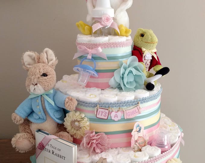 Peter Rabbit Diaper Cake, Peter Rabbit Baby Shower, Diaper Cake, Rabbit ...