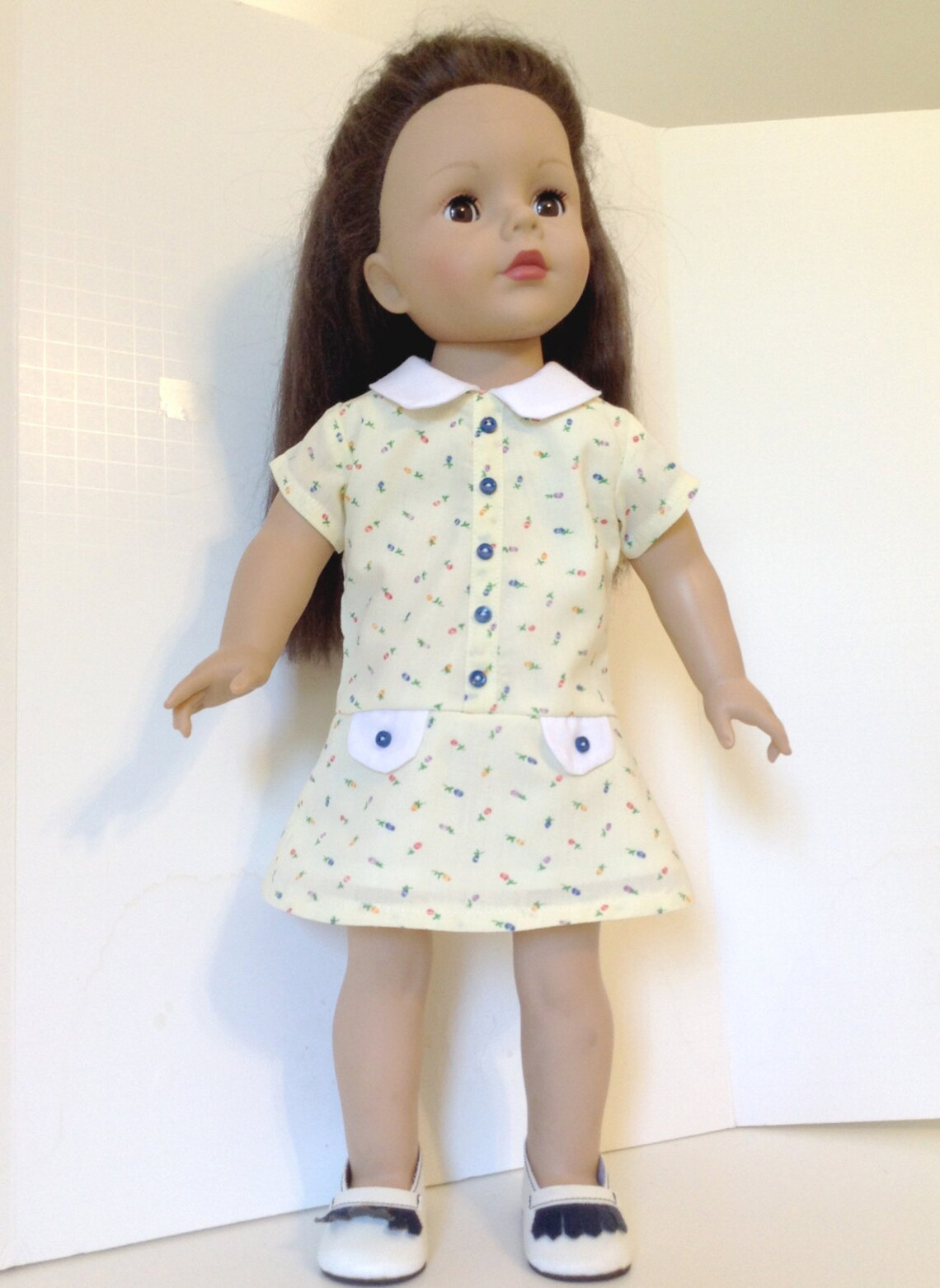 18 Inch Doll Dress Pale Yellow Dainty Cotton Print Spring - Etsy