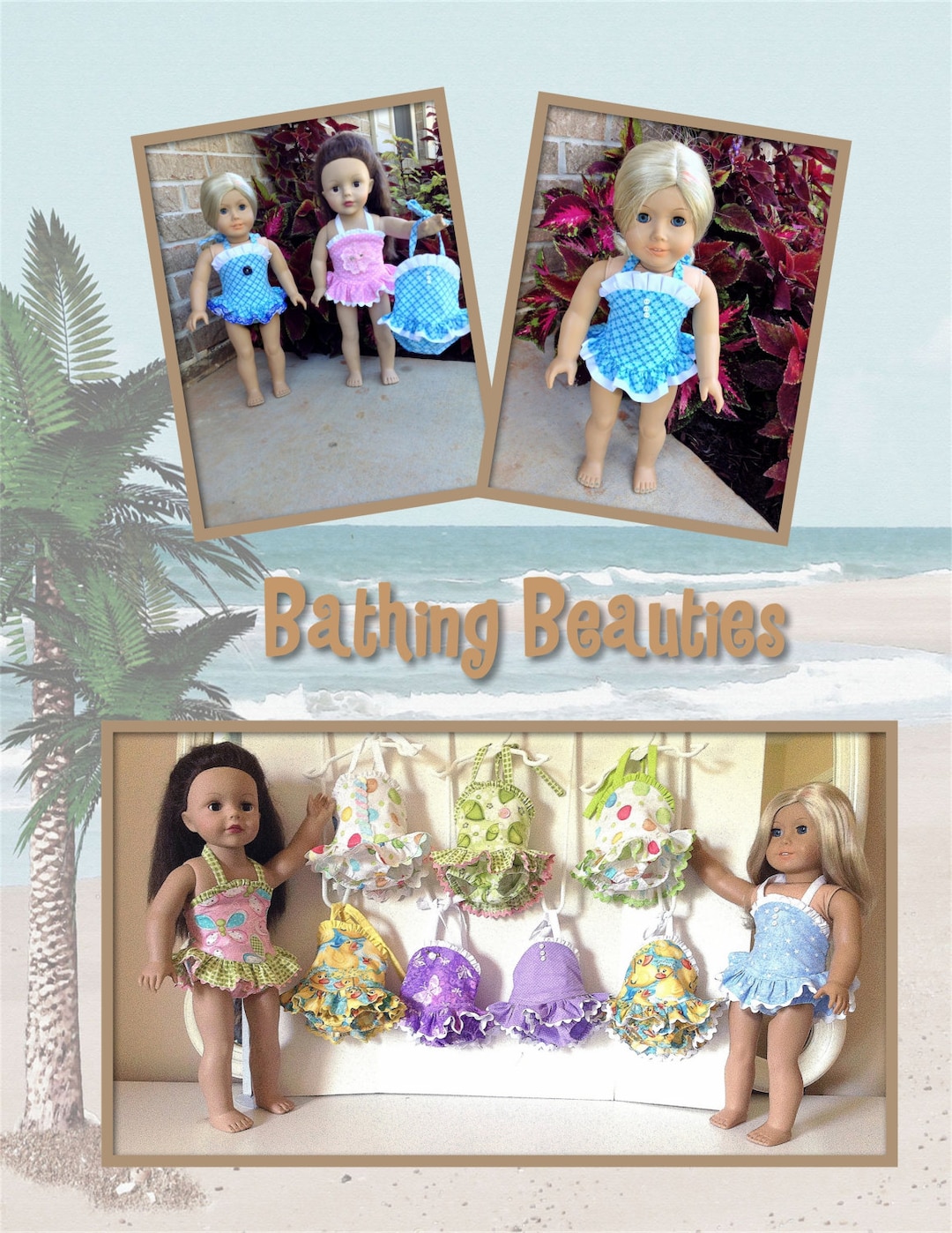 18 Inch Doll Bathing Suit,ag Doll, One Piece Suit, Pink, Blue. Boutique ...