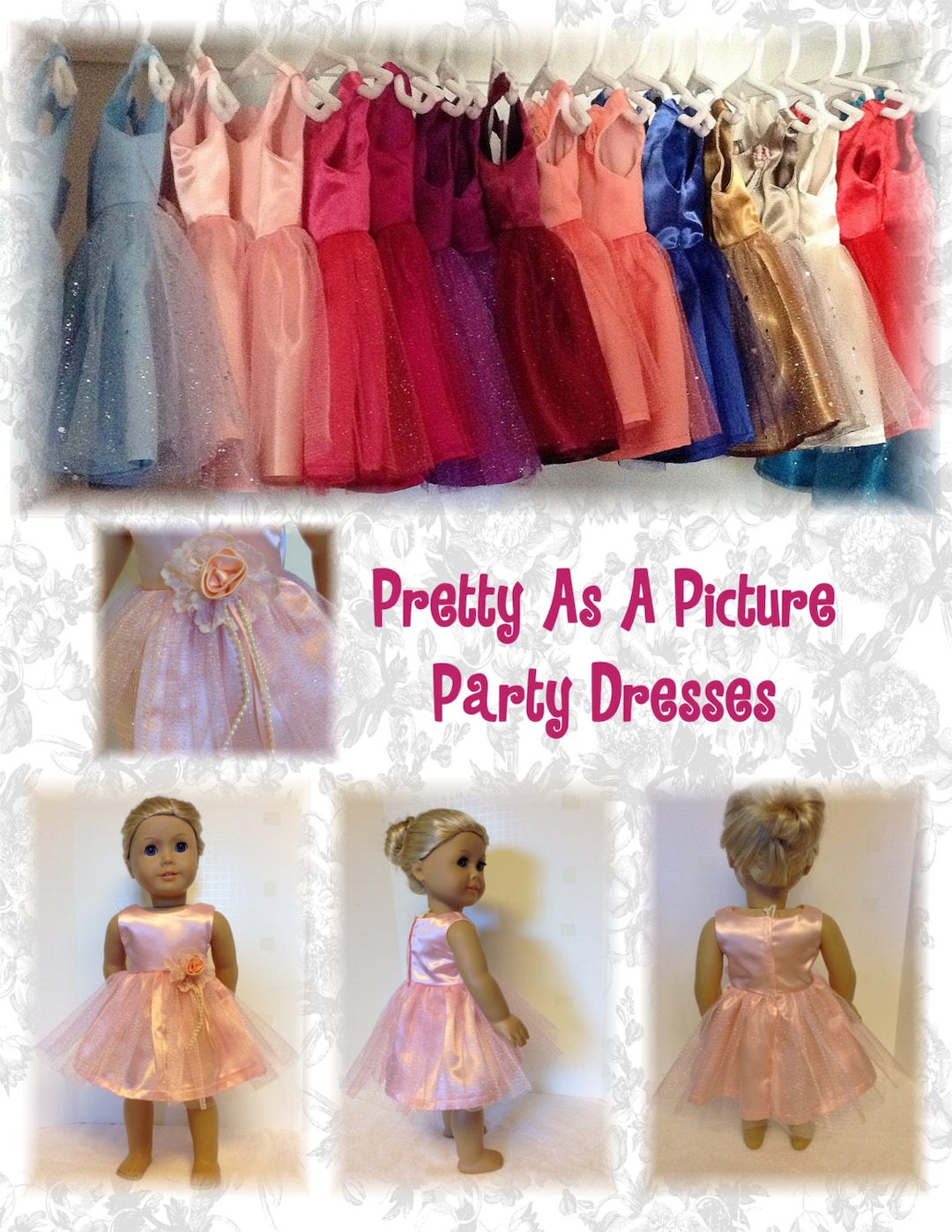 18 Inch Doll Clothes, Pretty, Pink, Satin,party Dress, Special Occasion ...