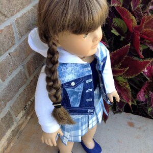 18 Inch Doll Jean Jacket Hoodie and Pleated Skirt Set ,blue and White ...