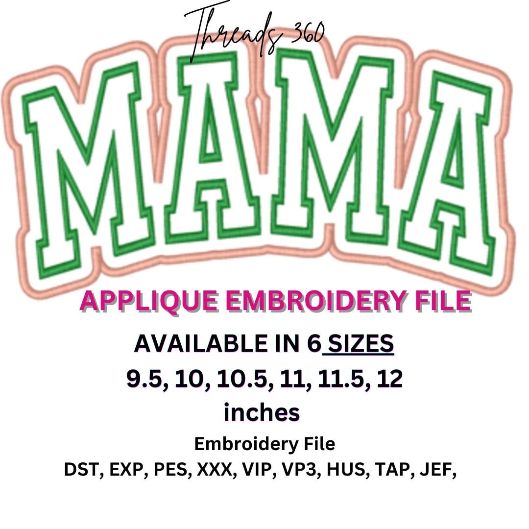 MAMA Double Applique Embroidery File for Machine Embroidery Instant ...