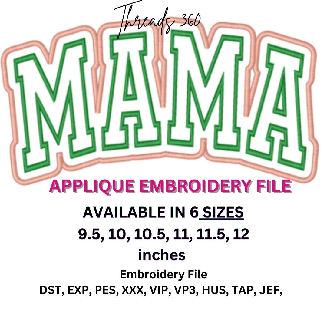 MAMA Double Applique Embroidery File for Machine Embroidery Instant ...