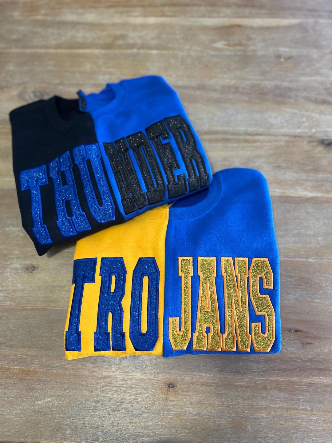 Custom Two-tone Split Color Block Crewneck Embroidered Sweatshirt ...