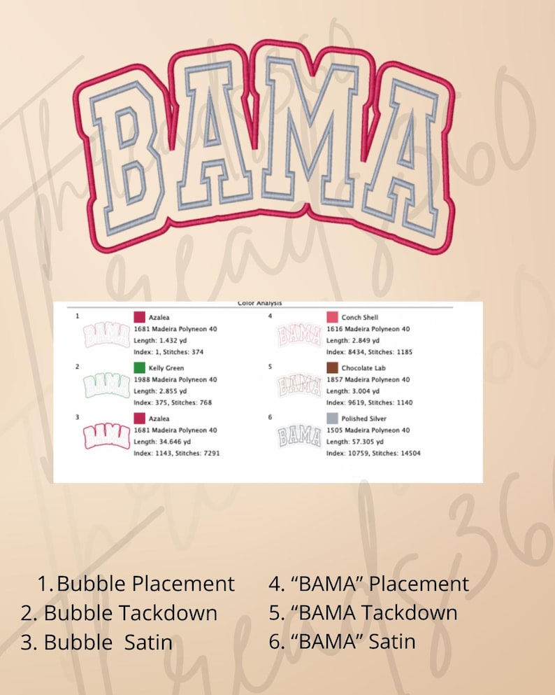 BAMA Double Applique Embroidery File for Machine Embroidery Instant ...