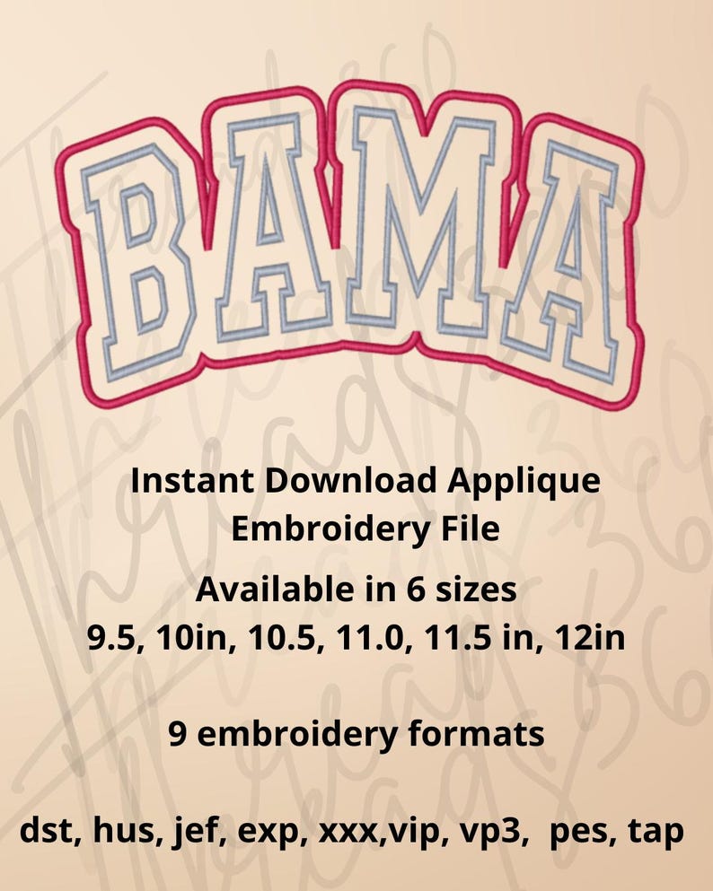 BAMA Double Applique Embroidery File for Machine Embroidery Instant ...