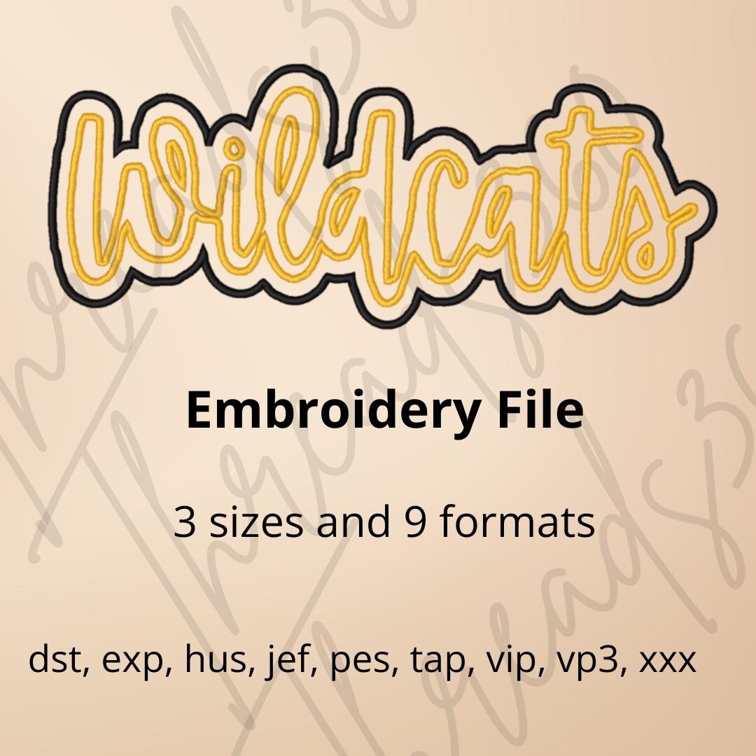 Wildcats Mascot Embroidery Design: Applique Digital File DST | Instant ...