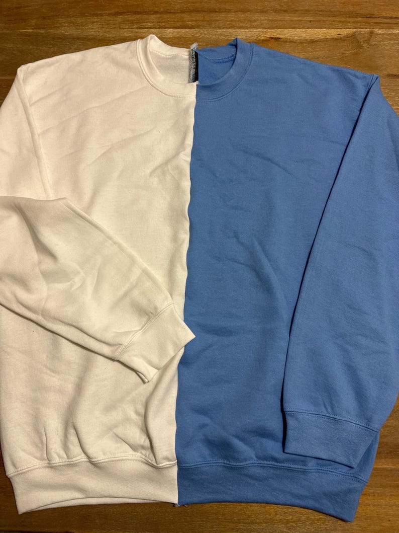 Blank Two Tone Crewneck Sweatshirts Split Color Block Team Spirit ...