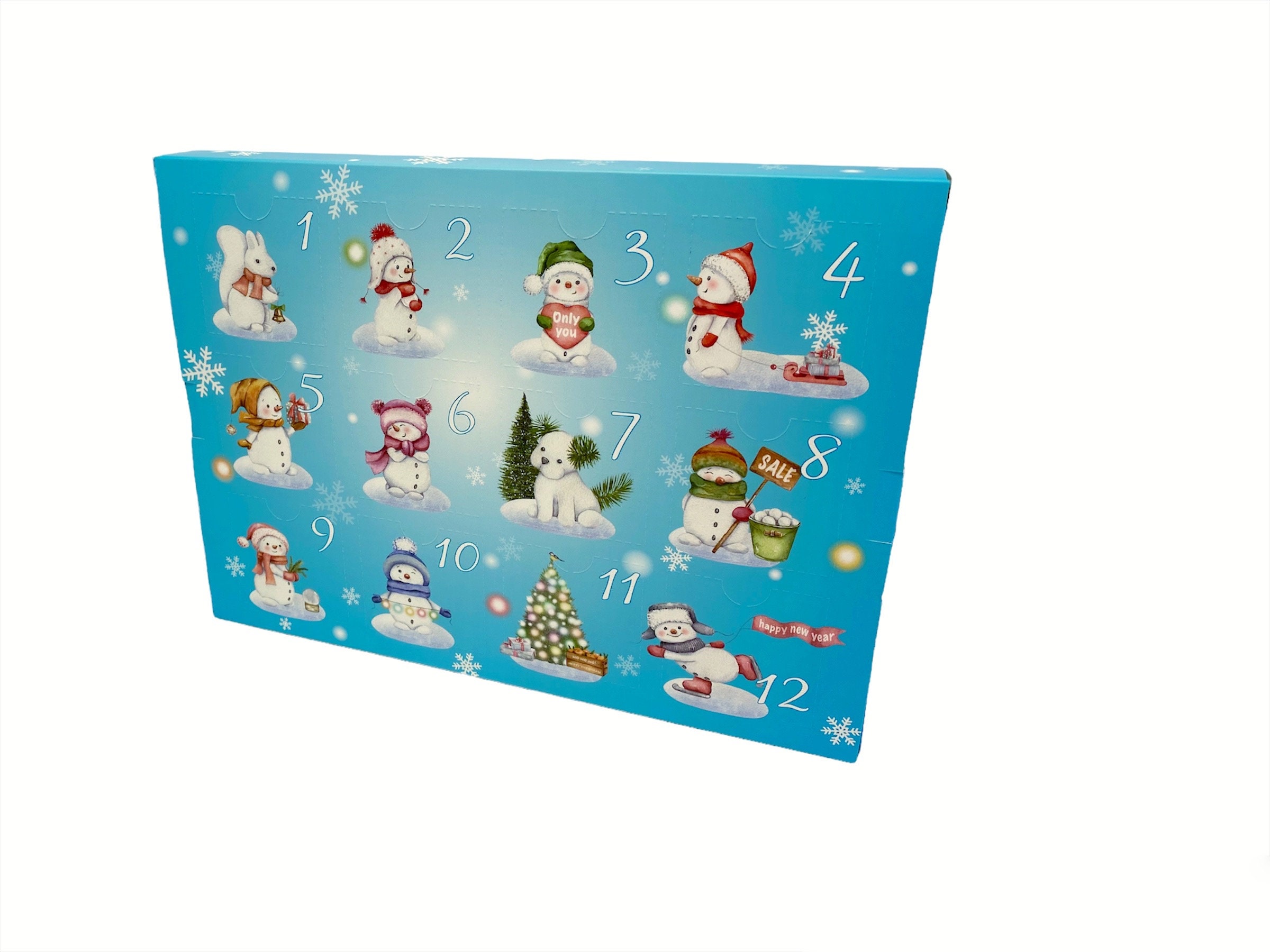 Blue Christmas Advent Calendar: 12-day Countdown, Empty DIY Boxes PACK ...