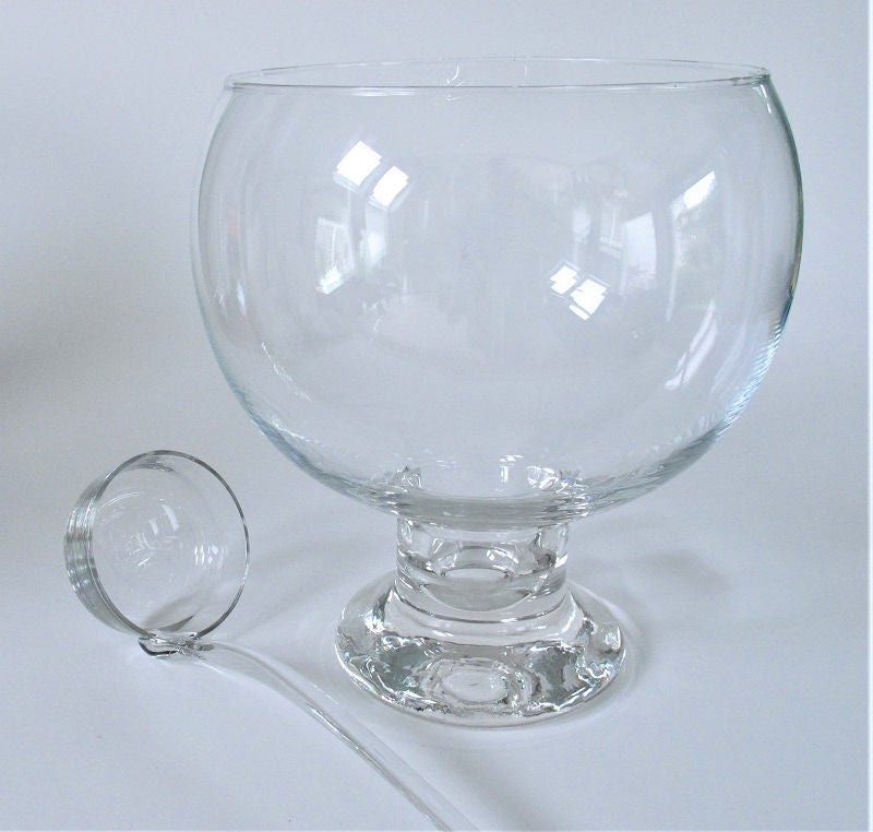 Footed PUNCH/Sangria BOWL with matching LADLE in Clear Glass | Etsy