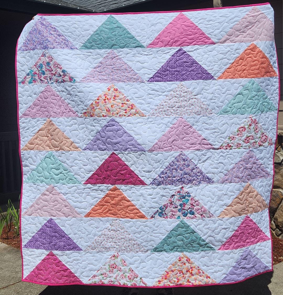 Minimalist Triangle, Memory Quilt, Clothing Quilt, Custom, Throw Full ...