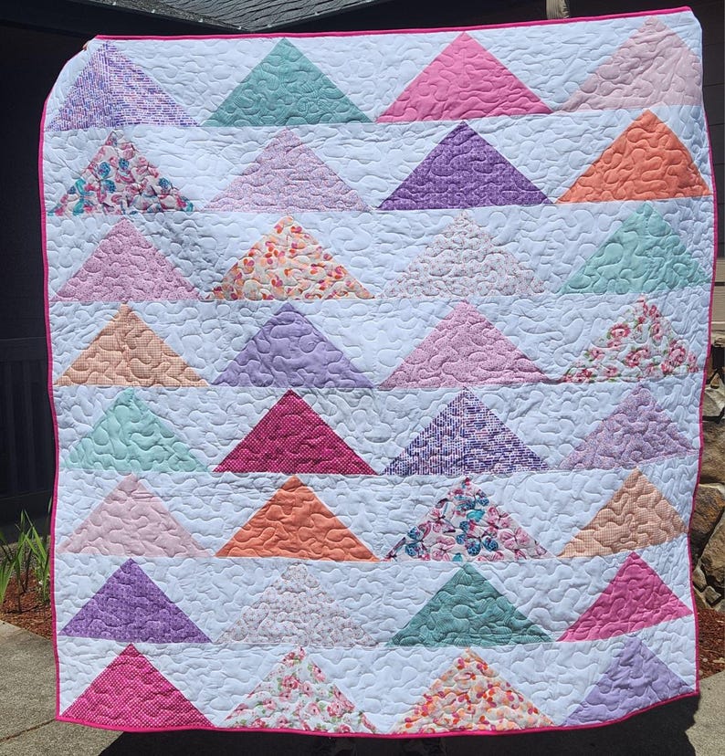 Minimalist Triangle, Memory Quilt, Clothing Quilt, Custom, Throw Full ...