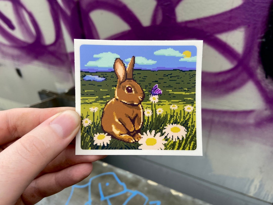 Pixel Art Bunny Sticker | Waterproof Vinyl Sticker | Water Bottle ...