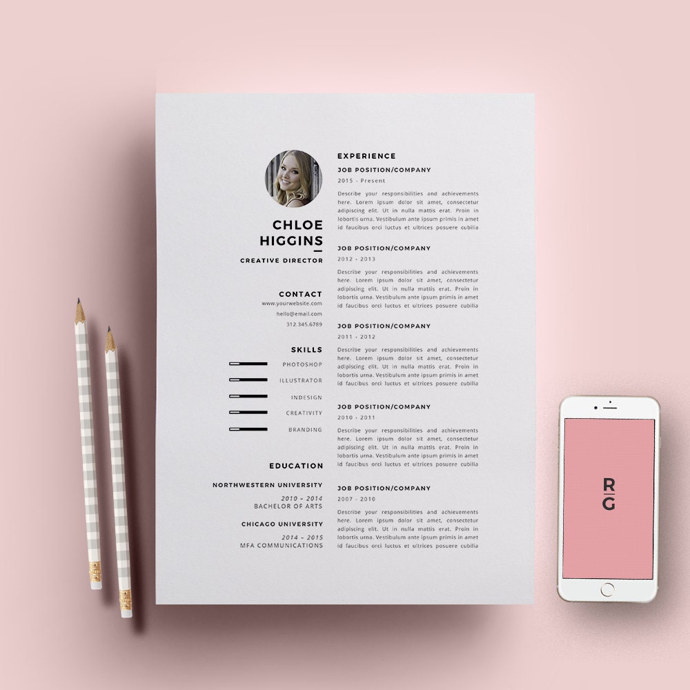 Resume Template 3 page pack CV Template Cover Letter for | Etsy