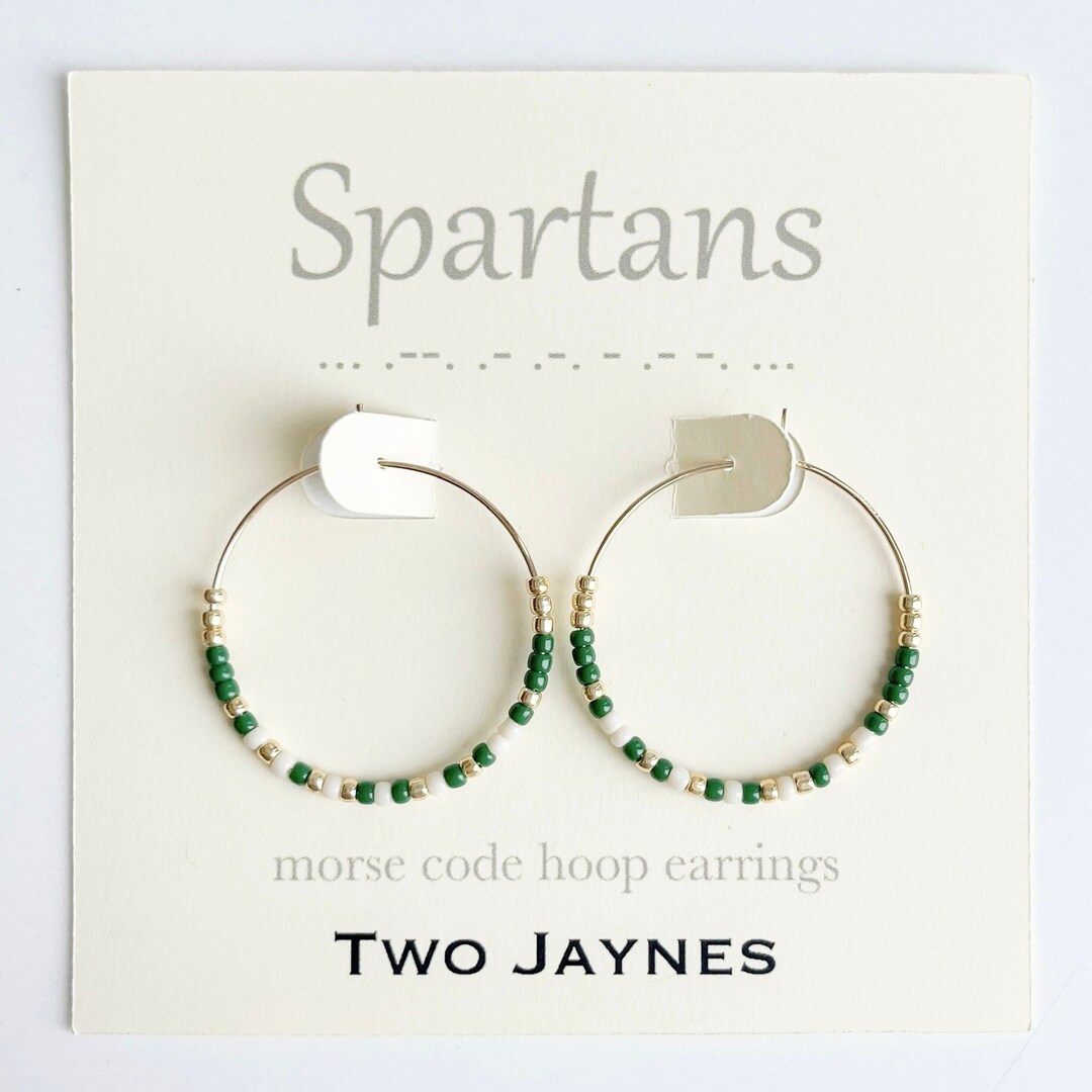 Spartans Morse Code Hoop Earrings Michigan State University Etsy