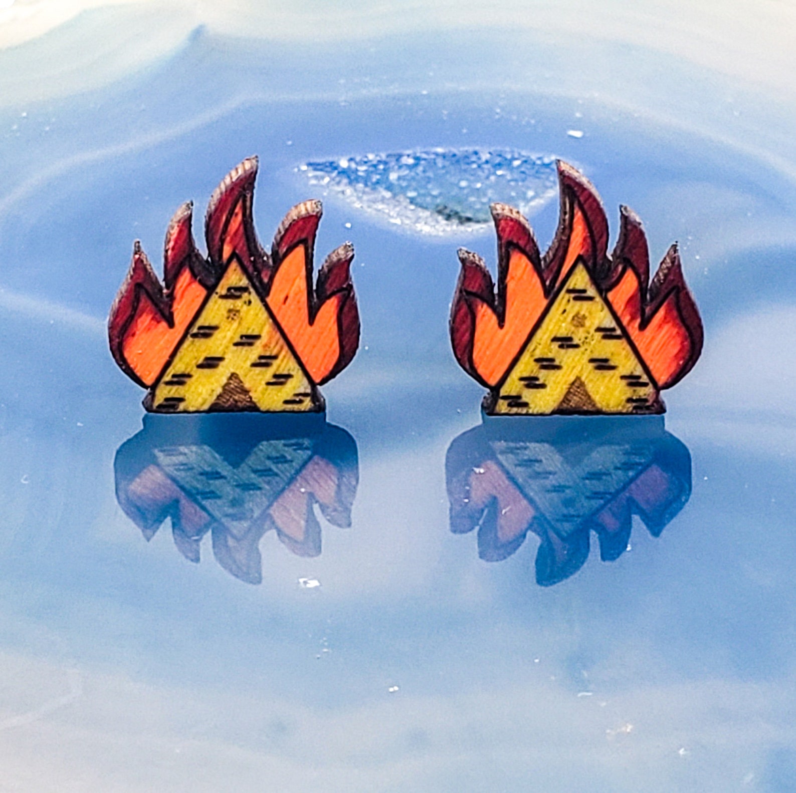 Burning Temple Earrings | Folk Horror Ritual Jewelry | Ceremonial Fire ...