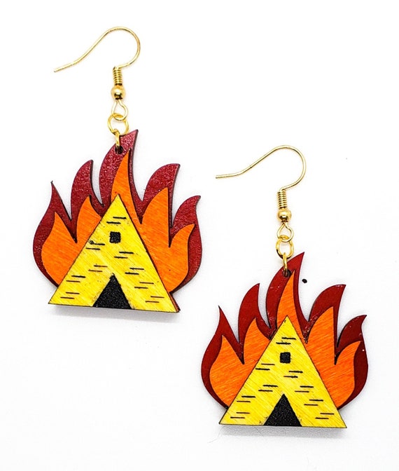 Midsommar Ceremonial Burning Building Earrings Gift for | Etsy