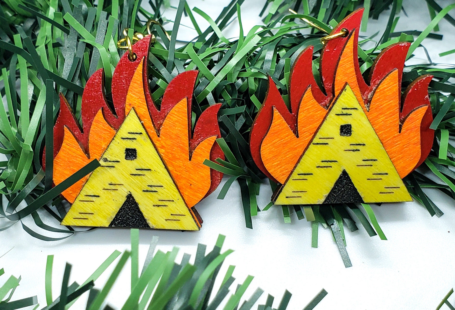 Midsommar Ceremonial Burning Building Earrings Gift for | Etsy