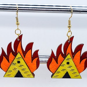 Midsommar Ceremonial Burning Building Earrings - Gift for Daughter - Etsy
