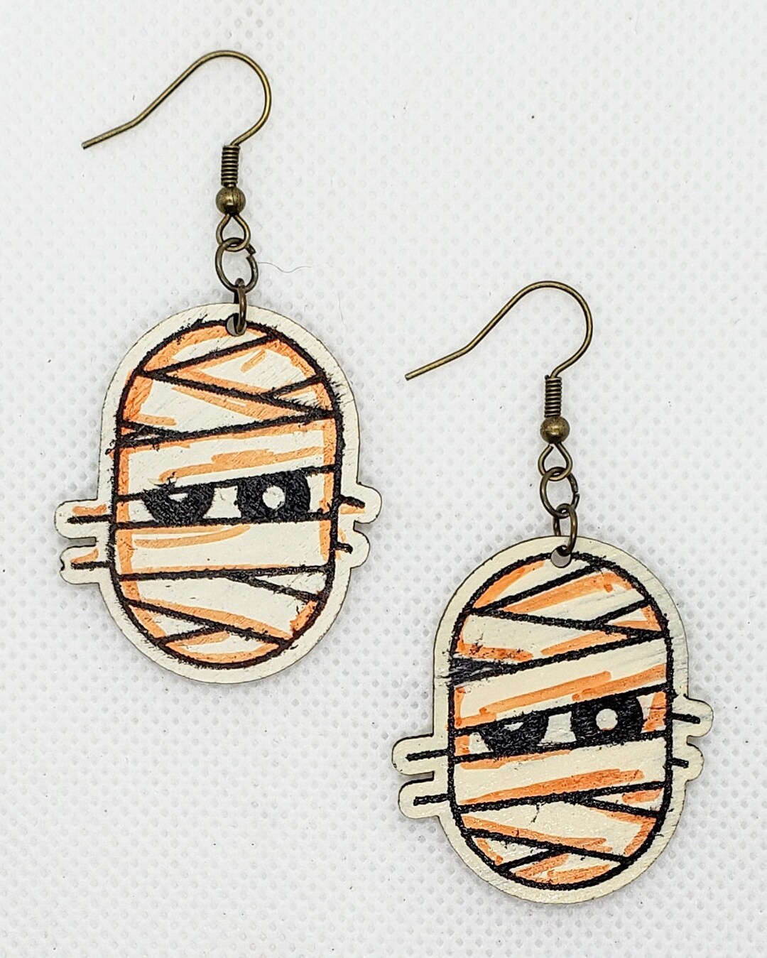 Mummy Earrings Mummified Halloween Wood - Etsy