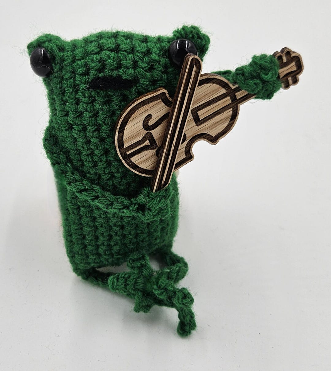 Frog With a Violin / Fiddle - Hand-crocheted - Wooden Instrument ...