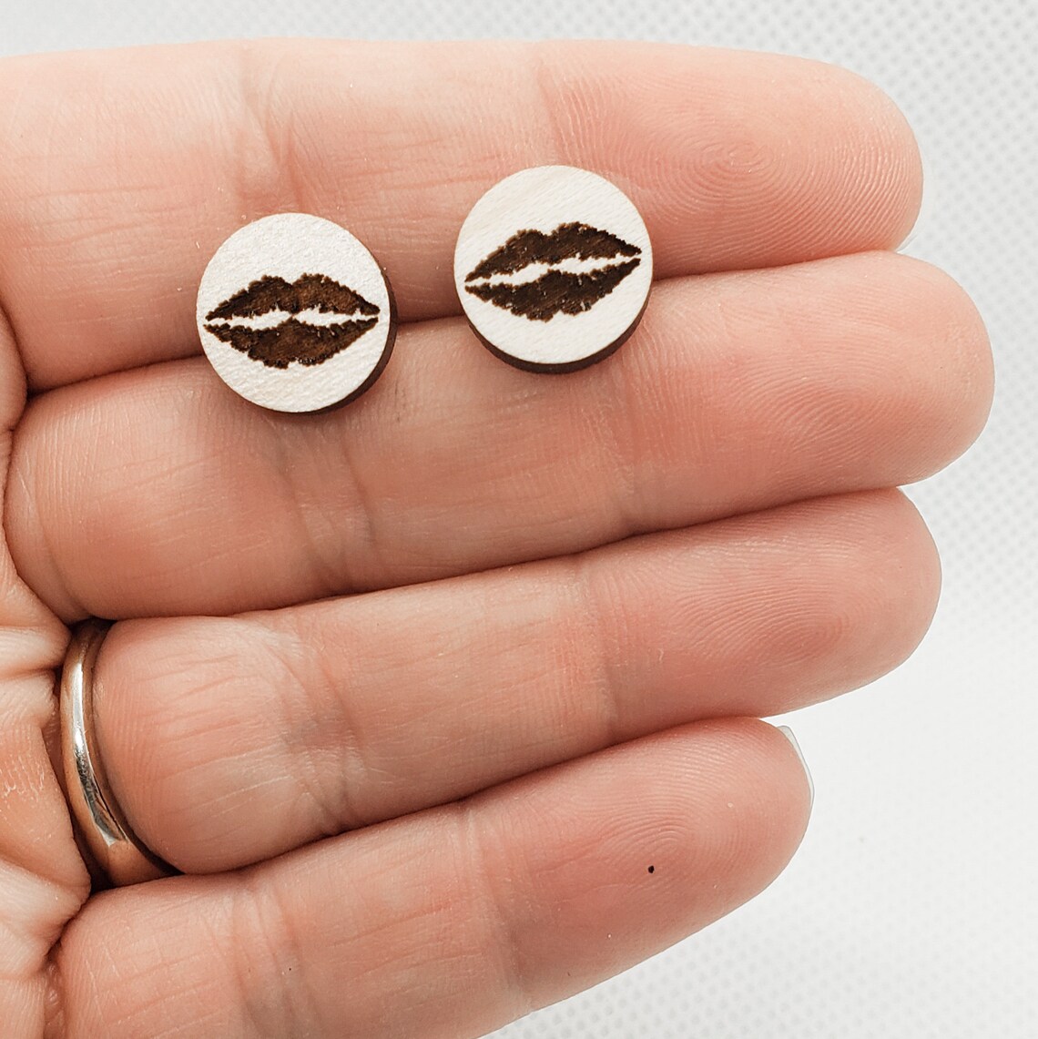 Lip Earrings Kiss Lip Print Maple Wood | Etsy