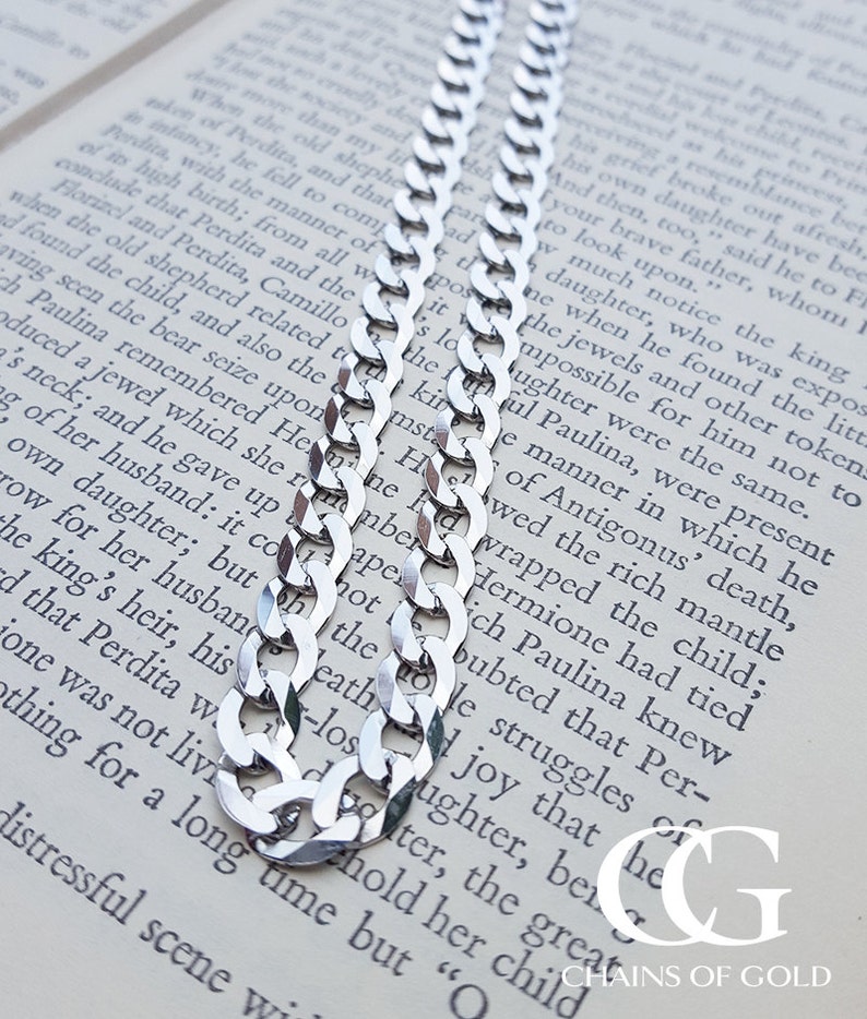 Solid Fine 9ct White Gold Men's Unisex 6mm Curb Chain - Etsy UK
