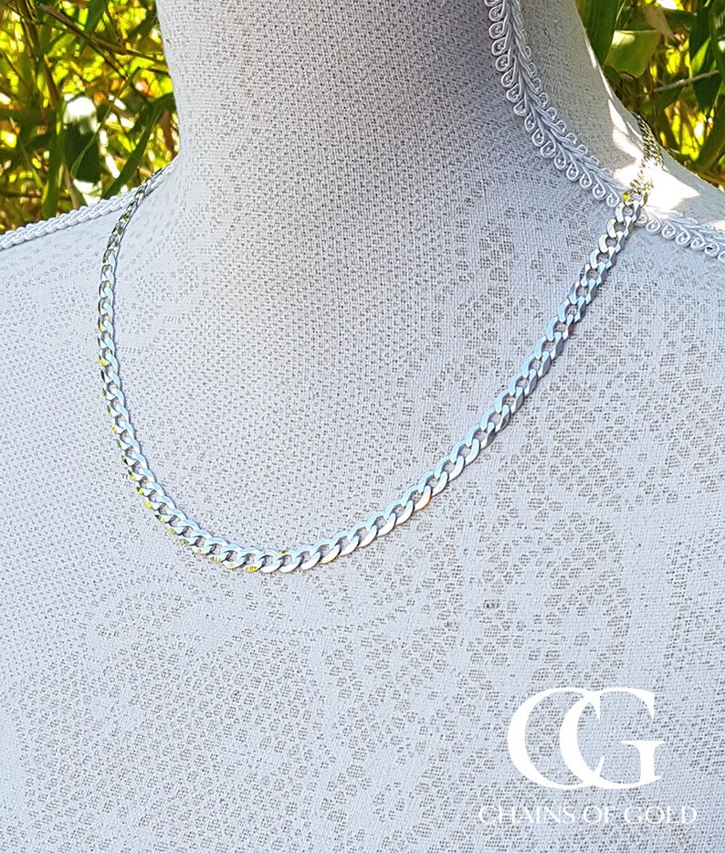Solid Fine 9ct White Gold Men's Unisex 6mm Curb Chain - Etsy UK