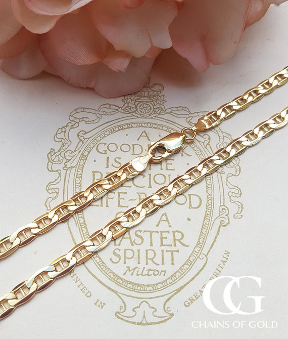 Men's 9ct Yellow Gold 4.8mm Rambo Anchor Chain Necklace | Etsy