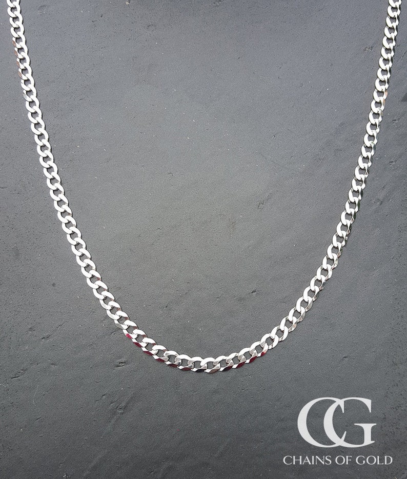 Solid Fine 9ct White Gold Men's Unisex 6mm Curb Chain - Etsy UK