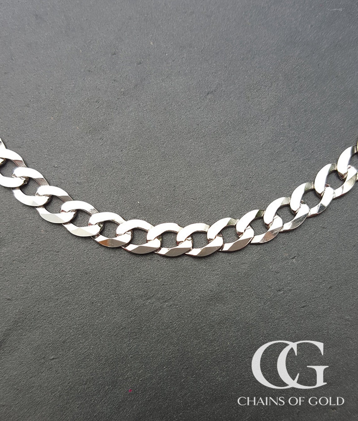 Solid Fine 9ct White Gold Men's Unisex 6mm Curb Chain - Etsy UK