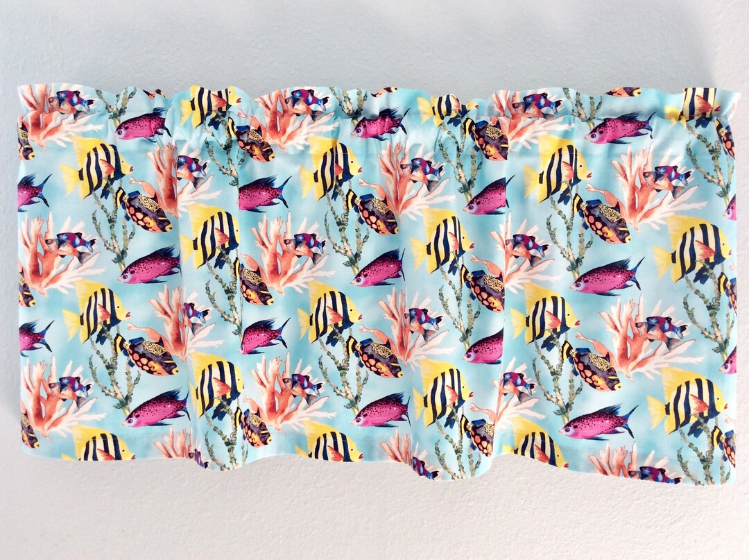 Tropical Window Valance With Colorful Fish and Coral Design on - Etsy