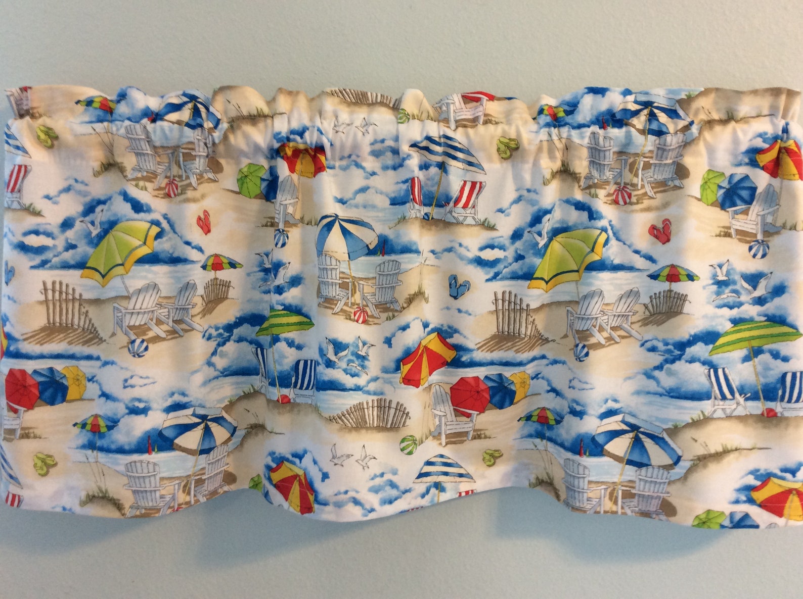 Coastal Cottage Valance With Beach Scene Print Fabric - Etsy