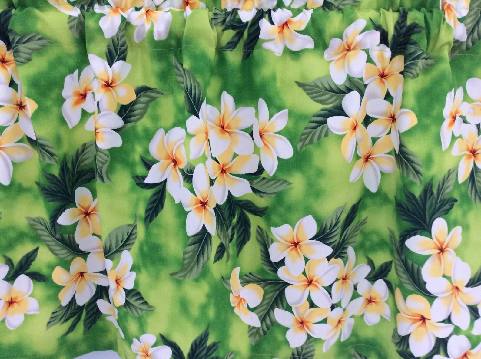 Hawaiian Window Valance With Yellow and White Plumeria on Lime - Etsy