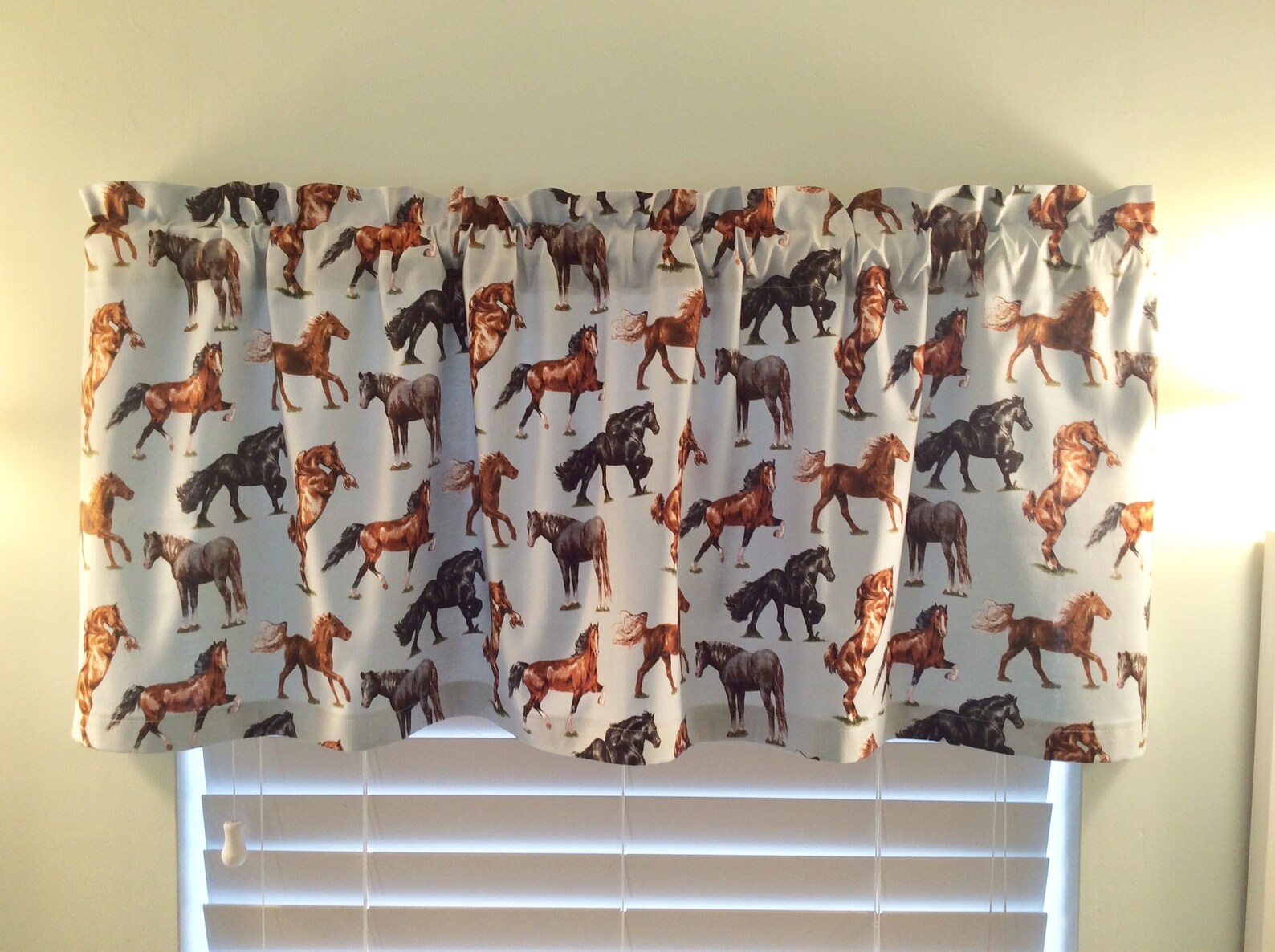 Horse Valance on Light Blue Fabric - Etsy