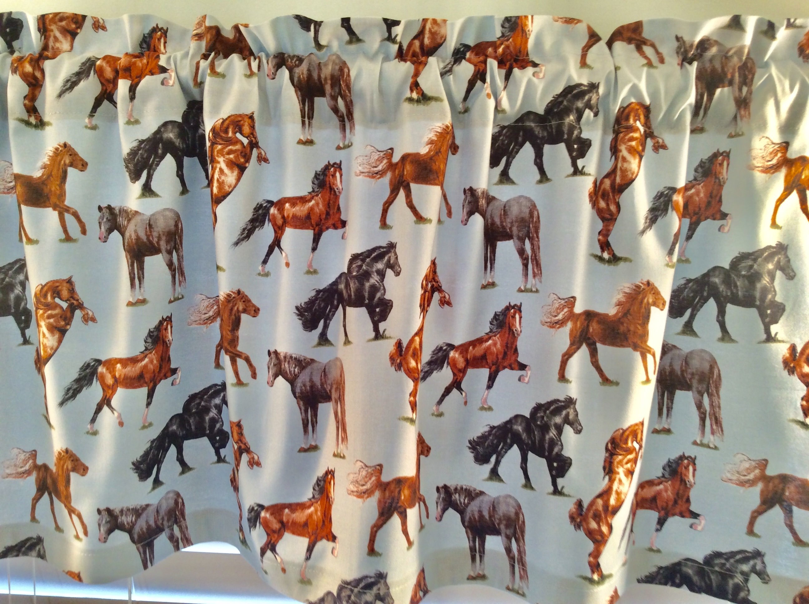 Horse Valance on Light Blue Fabric | Etsy