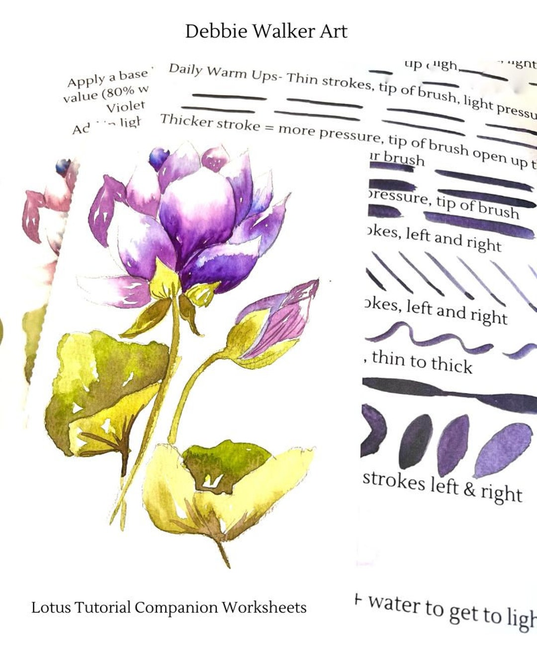 DIGITAL ONLY- Lotus Watercolor Youtube Companion Worksheets - Etsy