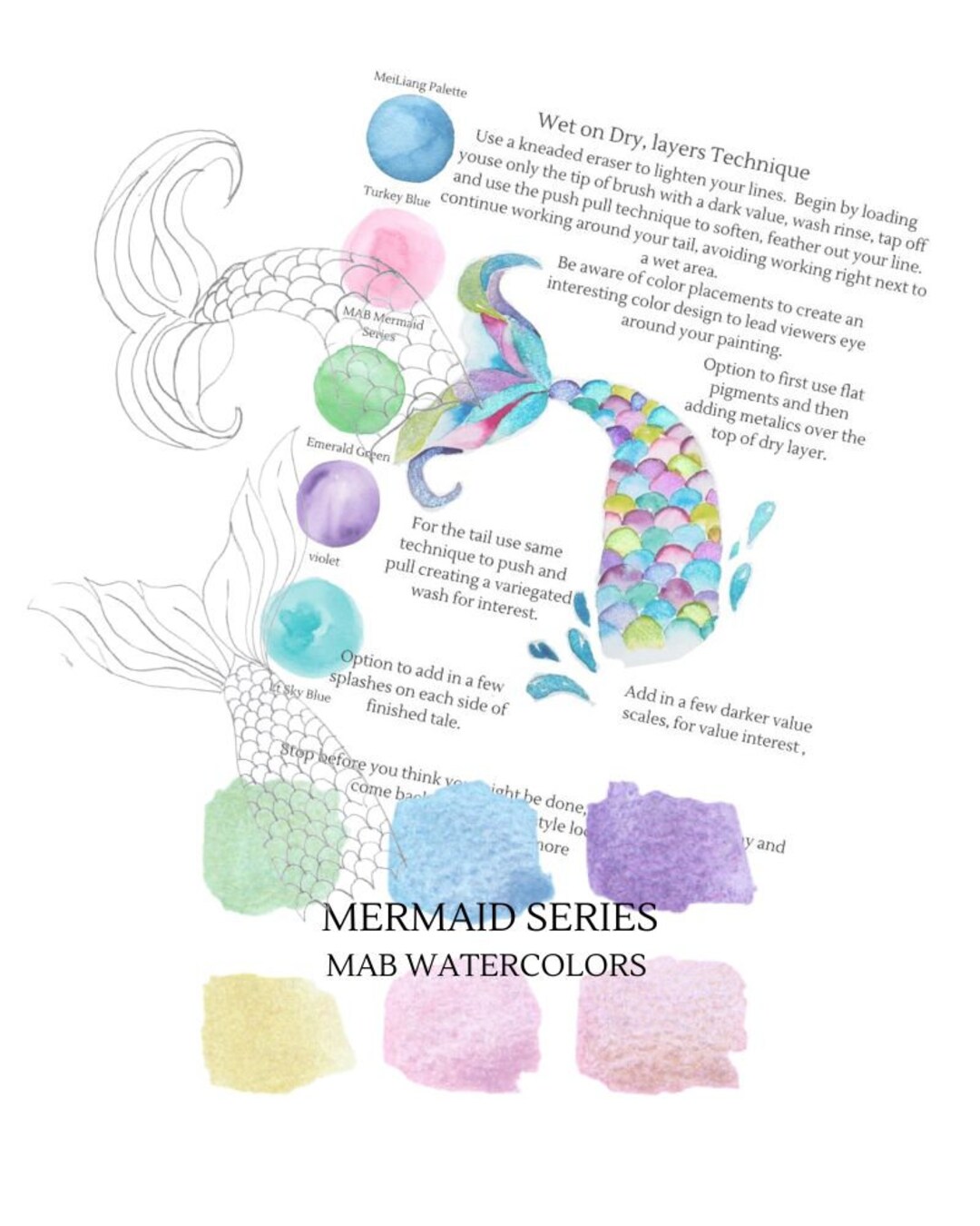 DIGITAL ONLY Mermaid Tail Watercolor Youtube Companion Worksheets - Etsy