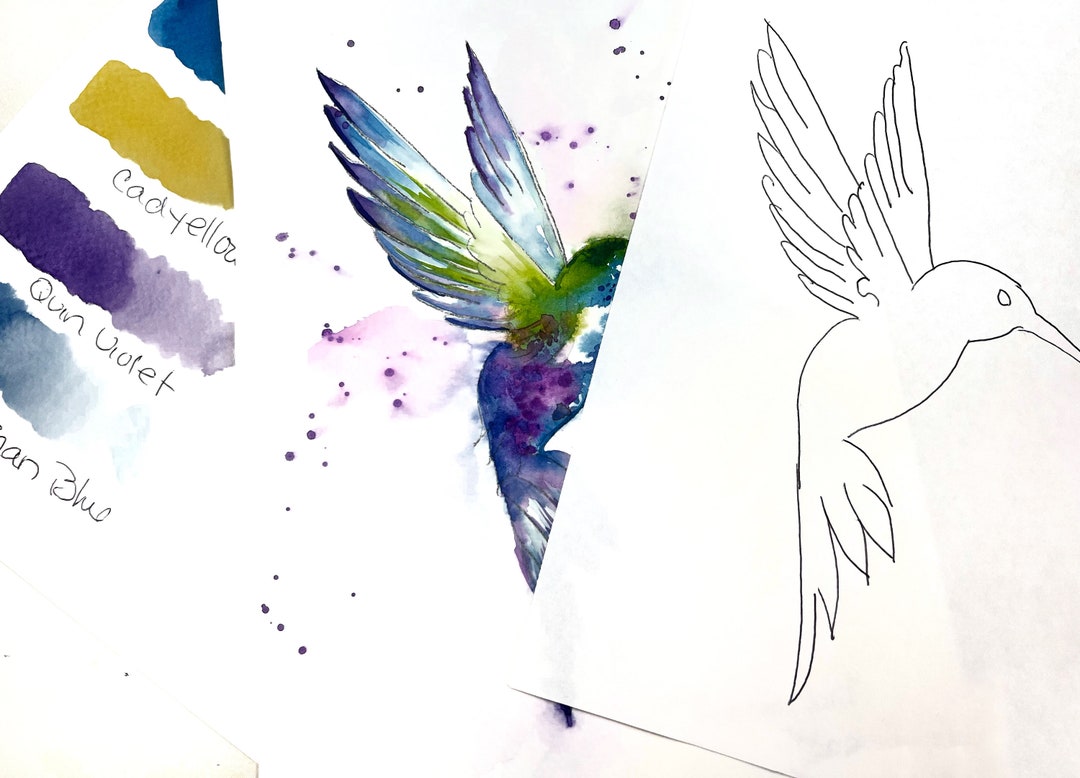 ORIGINAL Watercolor Hummingbird Tutorial Painting Kit /fun Wall Decor ...
