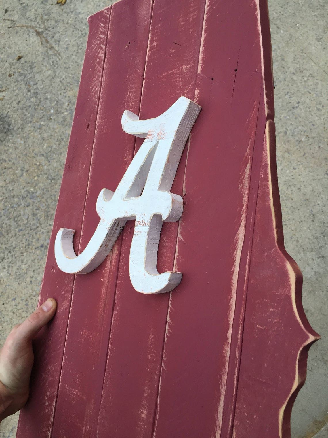 Crimson Colored State of Alabama Wood Pallet Sign White Alabama a Logo ...