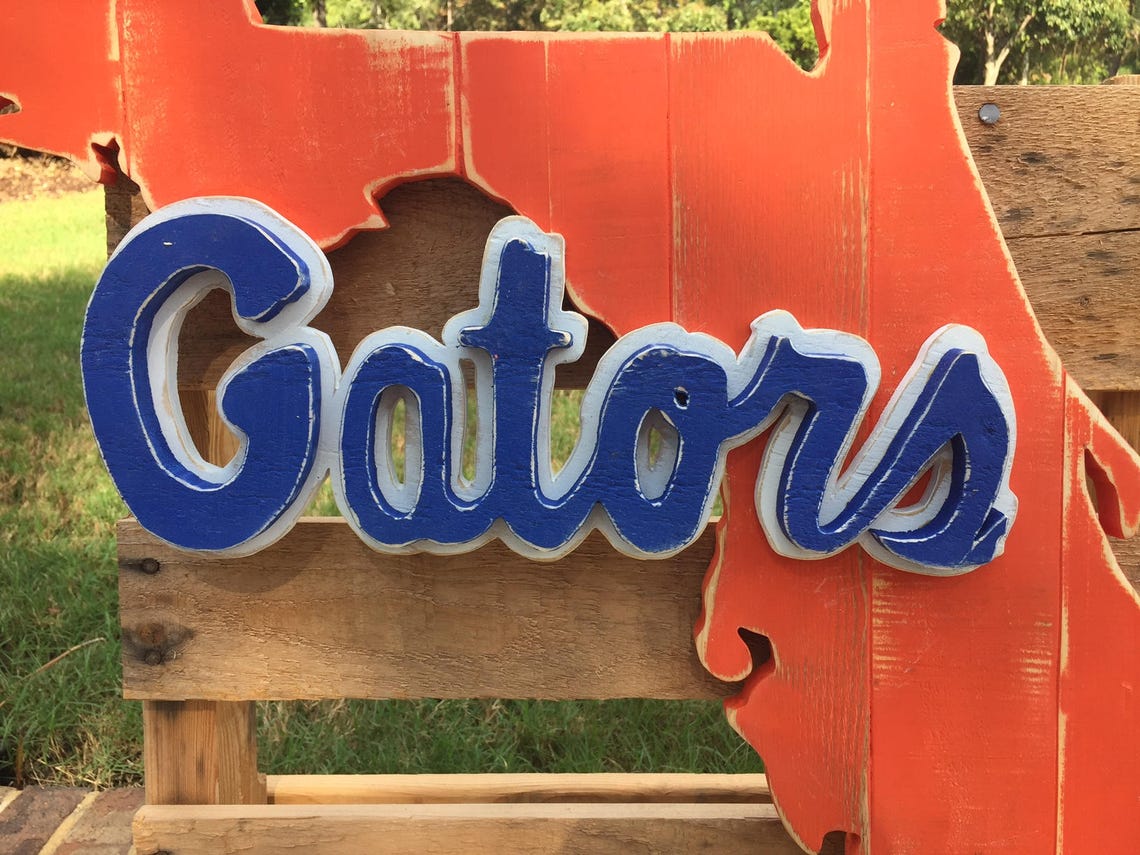 Beautifully Crafted University of Florida State Sign With Script Gators ...