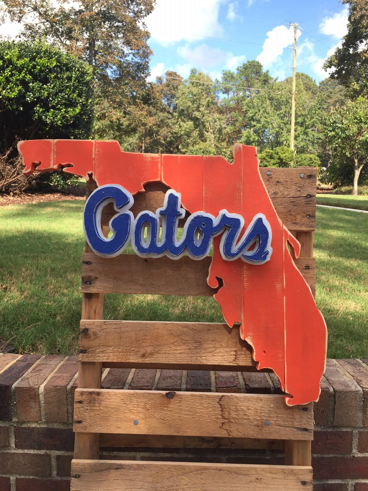 Beautifully Crafted University of Florida State Sign With Script Gators ...