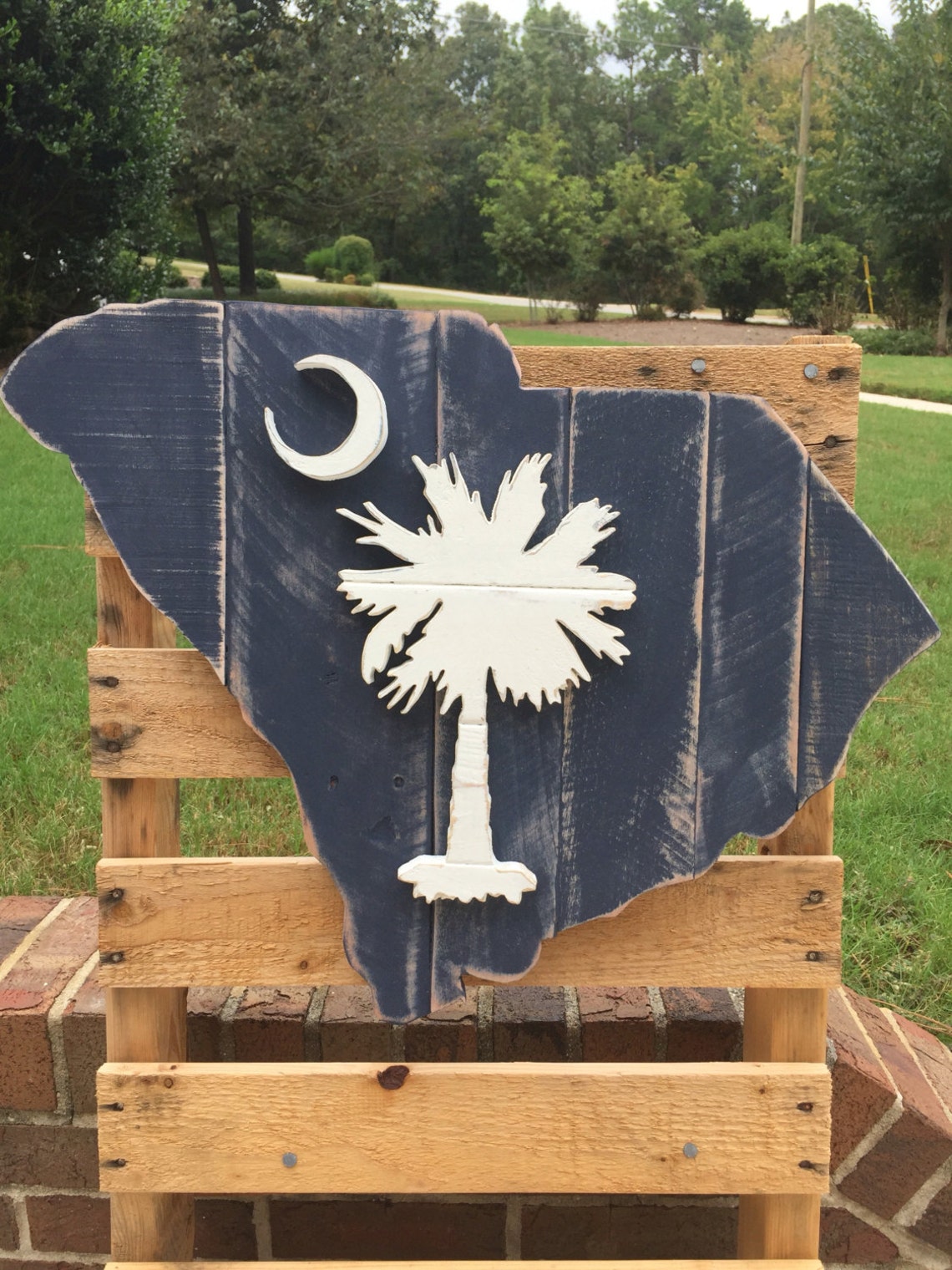 State of South Carolina State Flag Wood Pallet Sign With Cresent Moon ...
