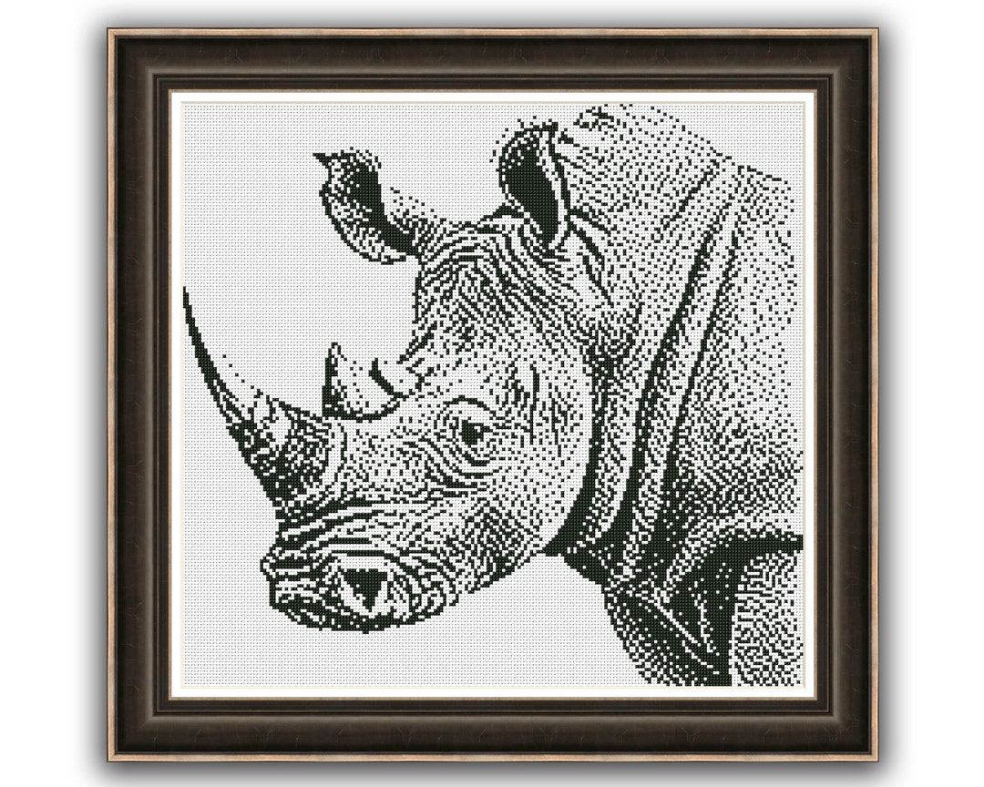 Rhino Monochrome Cross Stitch Pattern - Etsy