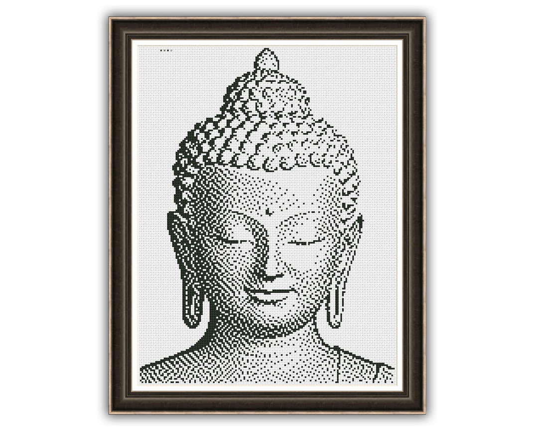 Gautama Buddha Monochrome Cross Stitch Pattern - Etsy