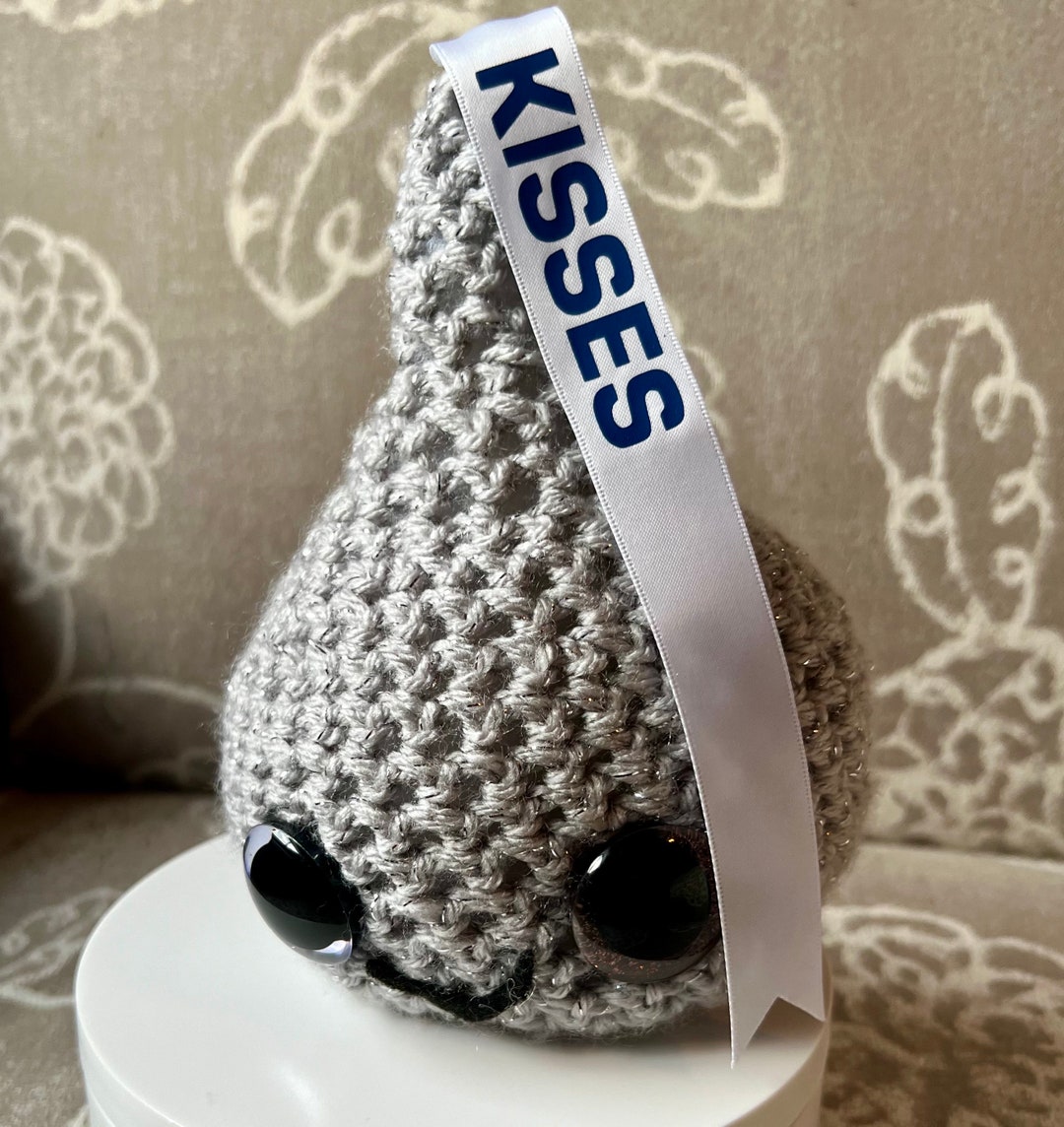 Plush Kisses Sparkling Gray With Face and Ribbon Handmade and Ready to ...