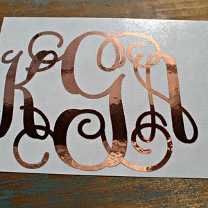 Rose Gold Monogram Decal - Personalized Monogram Decal - Wedding Decal ...