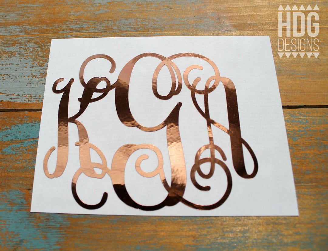Rose Gold Monogram Decal - Personalized Monogram Decal - Wedding Decal ...